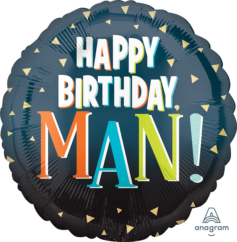 18" Happy Birthday Man Letters Foil Balloon | Bargain Balloons - Mylar ...