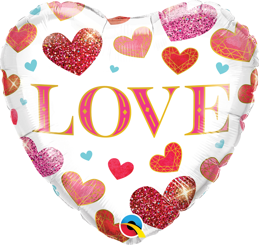 18" Heart Love Jewel Hearts Foil Balloon | Bargain Balloons - Mylar ...