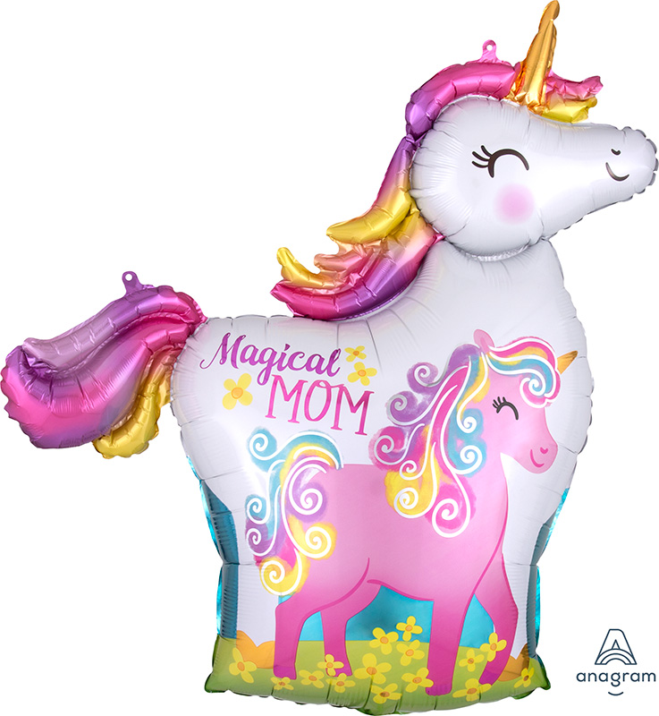 32" Mama & Baby Unicorn Magical Mom Foil Balloon | Bargain Balloons ...