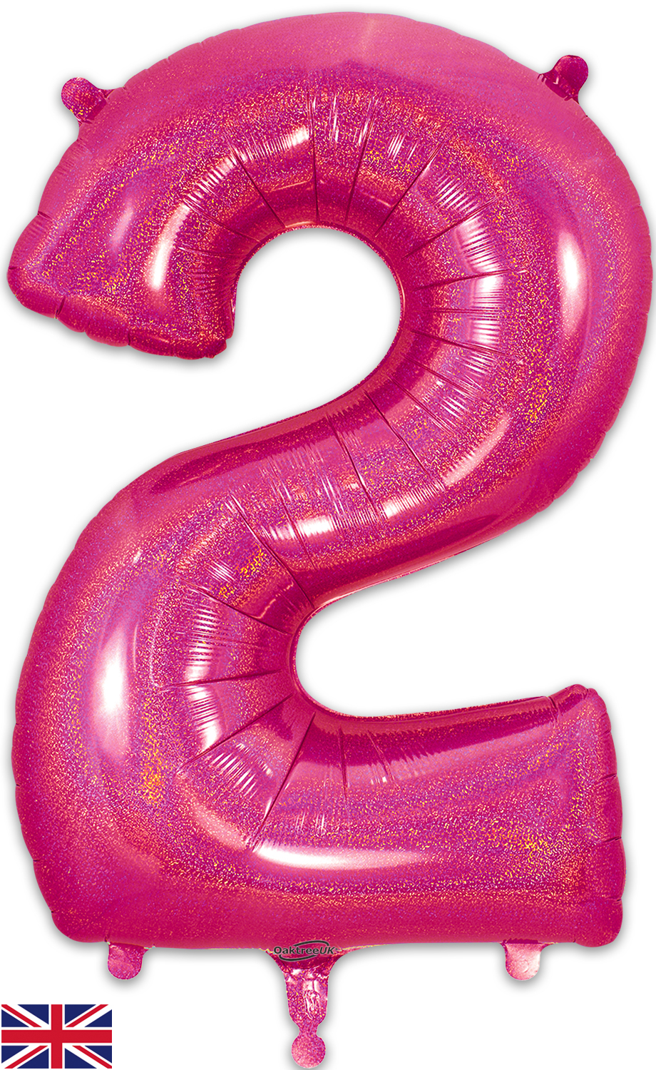 34" Number 2 Holographic Pink Oaktree Foil Balloon | Bargain Balloons ...