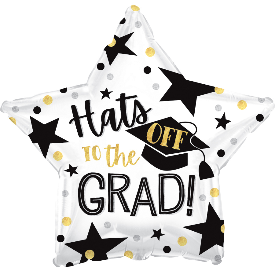 9" Airfill Only Hats Off Grad Foil Balloon | Bargain Balloons - Mylar ...