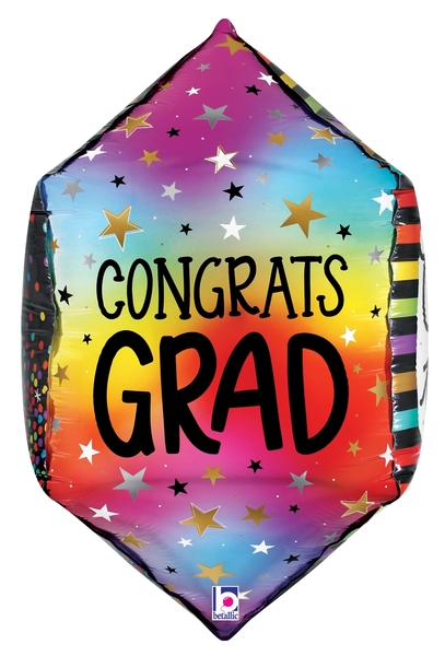 22" Multi-Sided Dimensional Colorful Grad Foil Balloon | Bargain ...