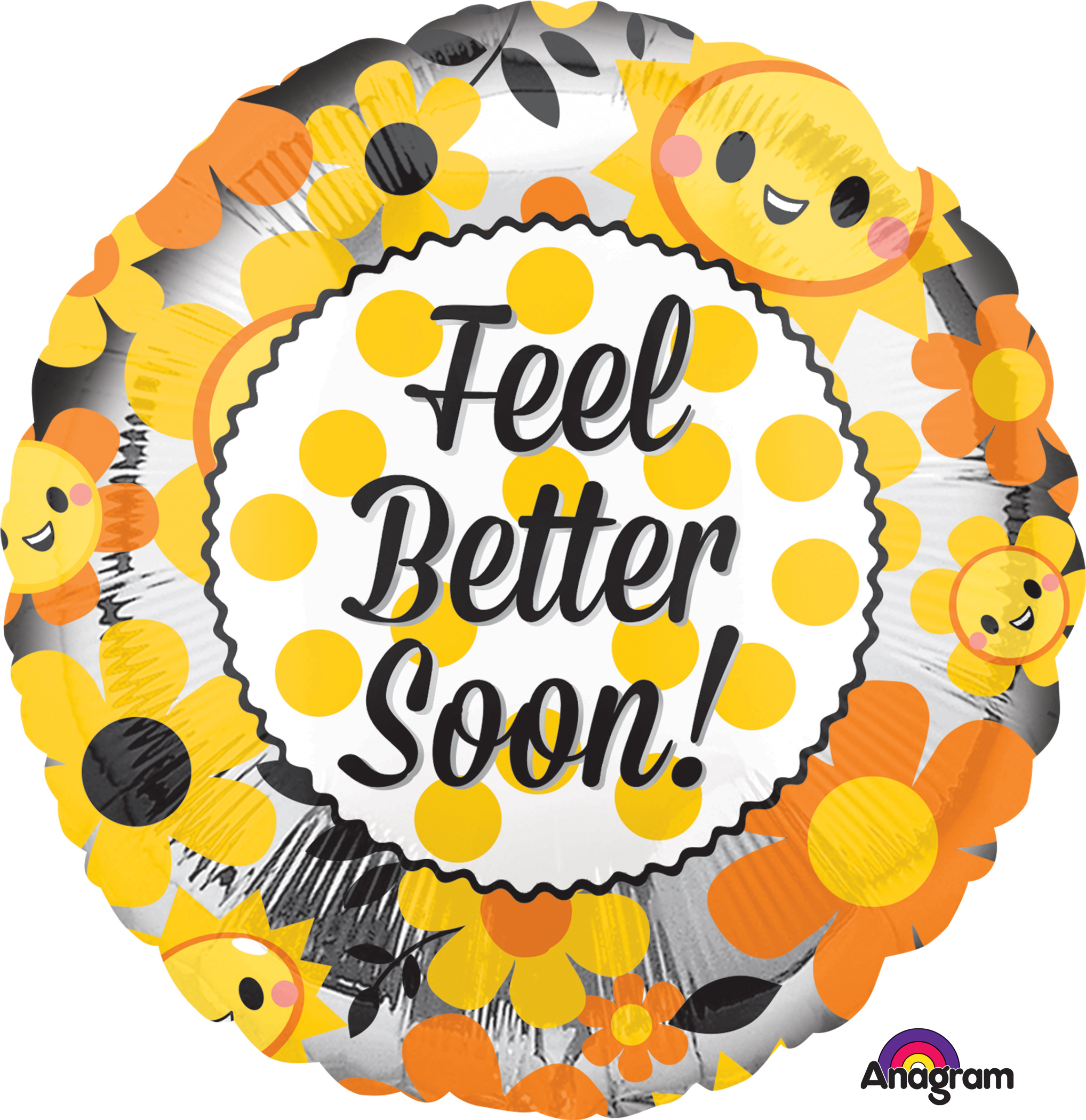 18" Feel Better Happy Balloon | Bargain Balloons - Mylar Balloons and ...