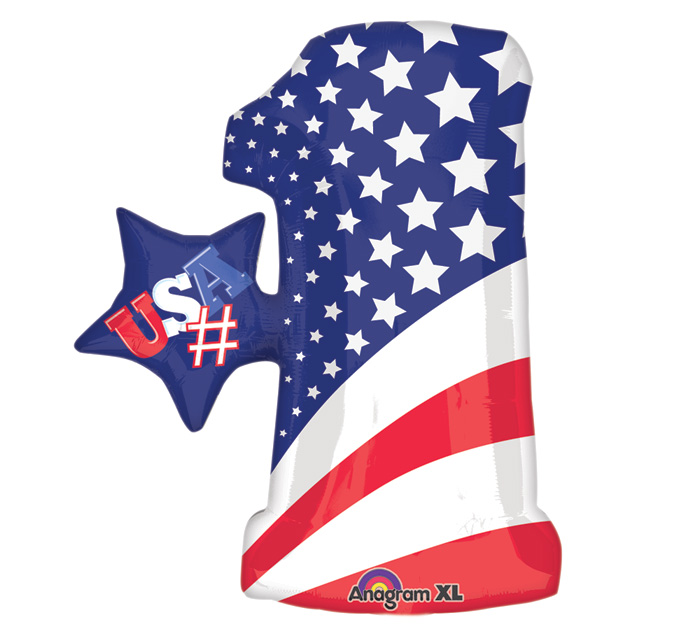 28" Jumbo Number Patriotic Balloon | Bargain Balloons - Mylar Balloons ...
