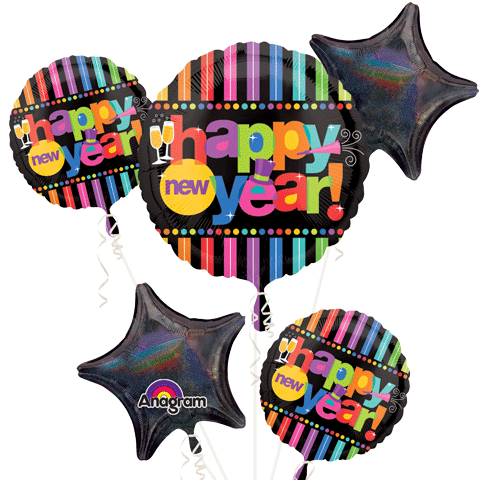 Bouquet Bright New Year's Eve Balloon Packaged | Bargain Balloons ...